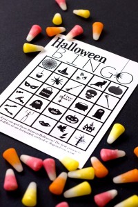 Free Halloween Bingo game with candy corn markers – Recycled Crafts