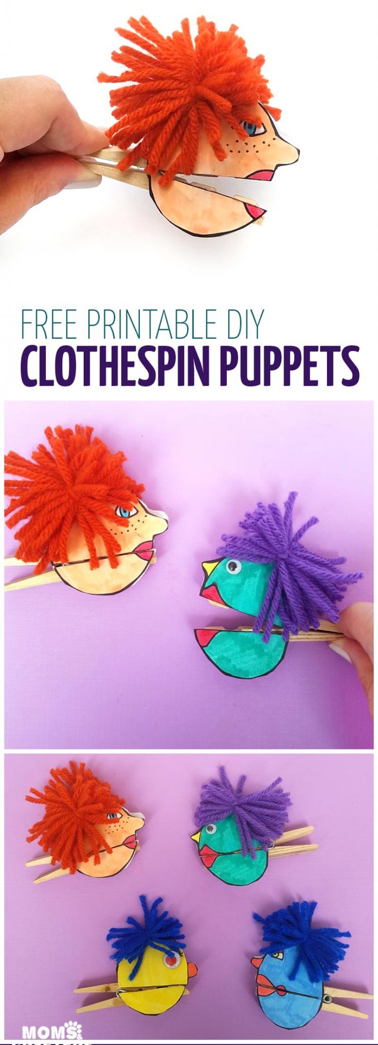 Cute clothespin puppets and pompoms – Recycled Crafts