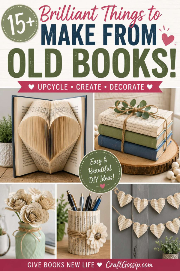 15 Beautiful Things To Make With Old Book Pages – Recycled Crafts